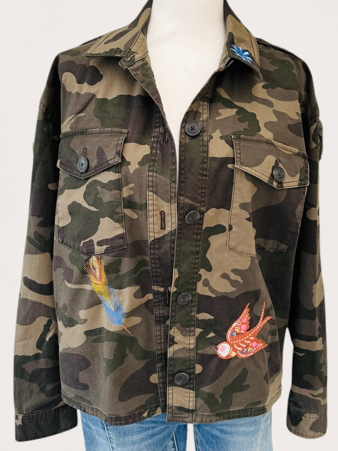 Camo Nature Embroidered blazer – Unraveled Couture